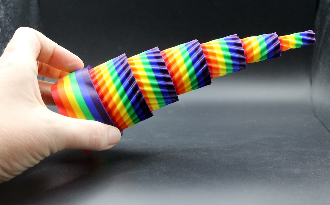Rainbow Slider – 3D Printed Articulated Fidget, Colorful Stress Relief ...