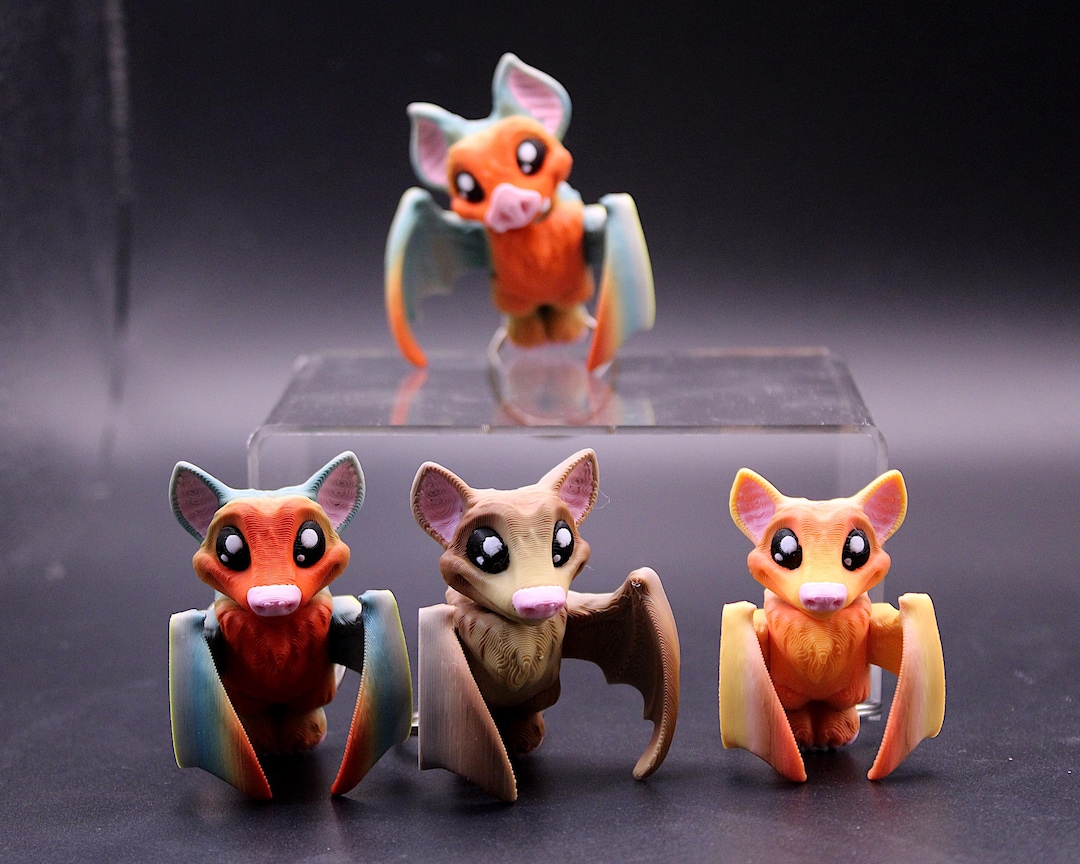 Mini Bat Figurines – Vampire and Fruit Bat Variants – Cute Desk Pet ...