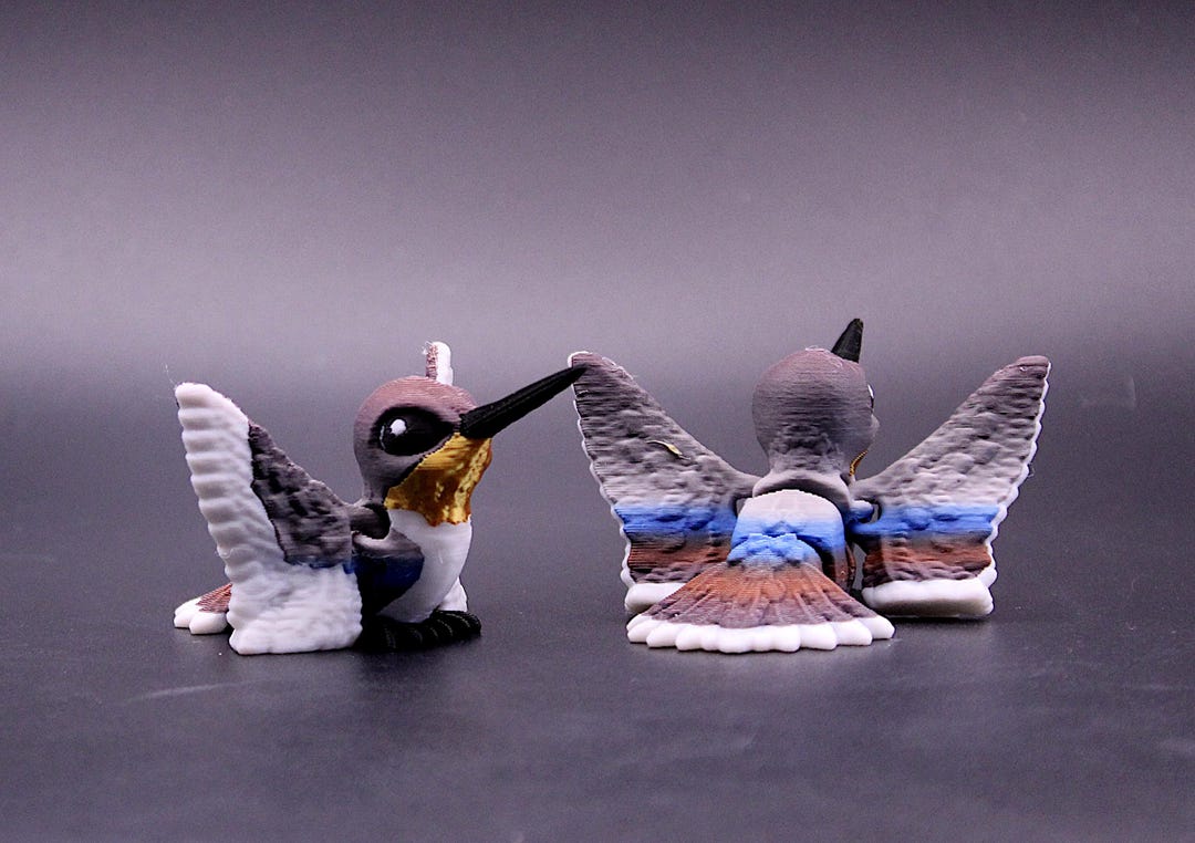 3D Printed Hummingbird Figurine, Colorful Bird Sculpture, Articulated ...