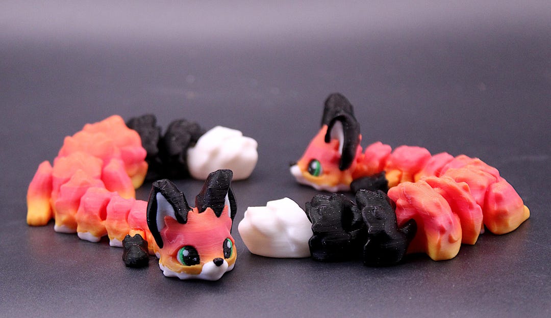 Sunrise Fox | 3D Printed Articulated Fox Figurine | 6.2 Inch ...
