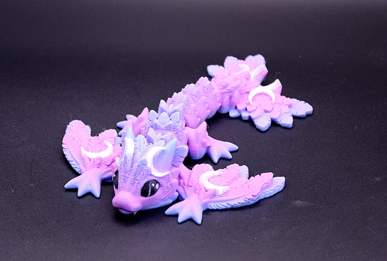 Lunar Wyvern – Articulated Pastel Dragon With Moon Accents - Etsy