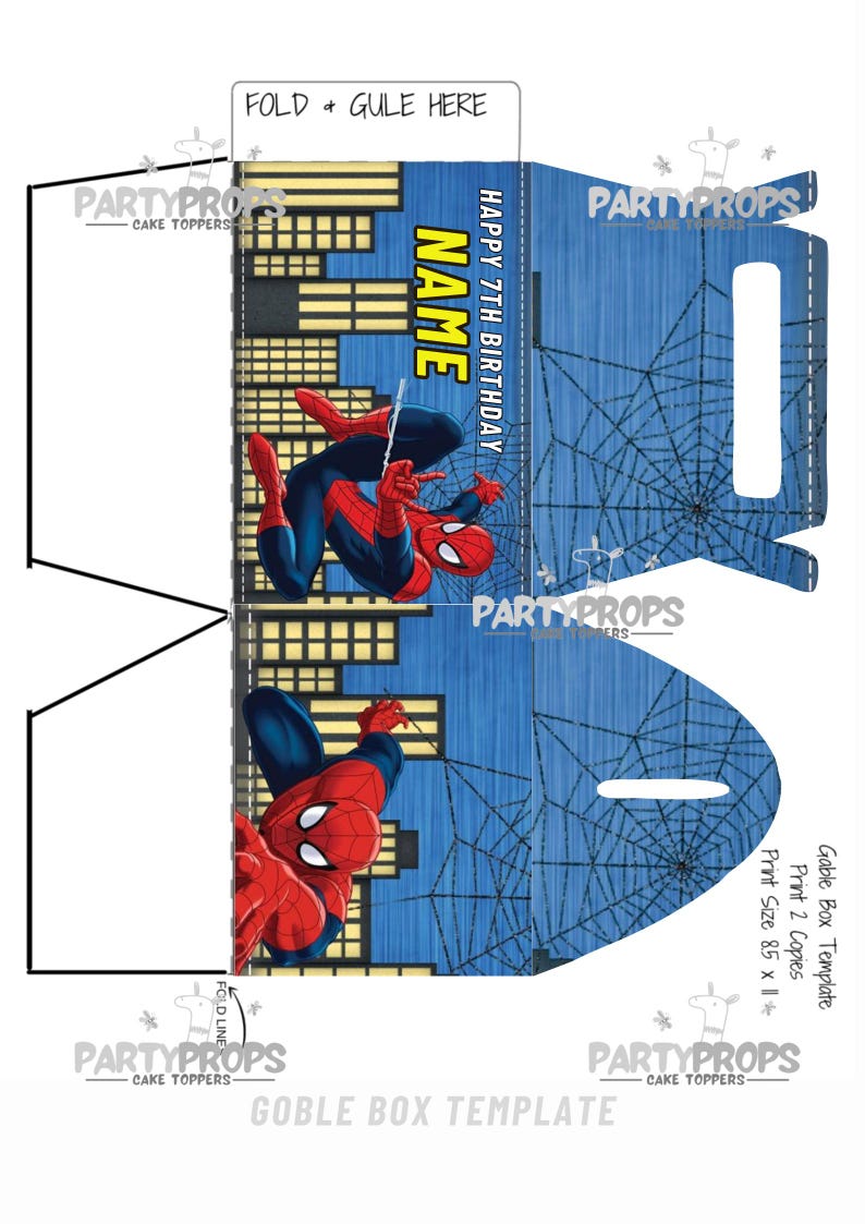 4in1 Spiderman Theme Cake Topper and Crafts (invitation Card and Gable ...