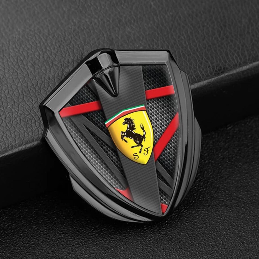 Domed Epoxy Ferrari Logo Metal Shield Fender Emblem Self-adhesive ...