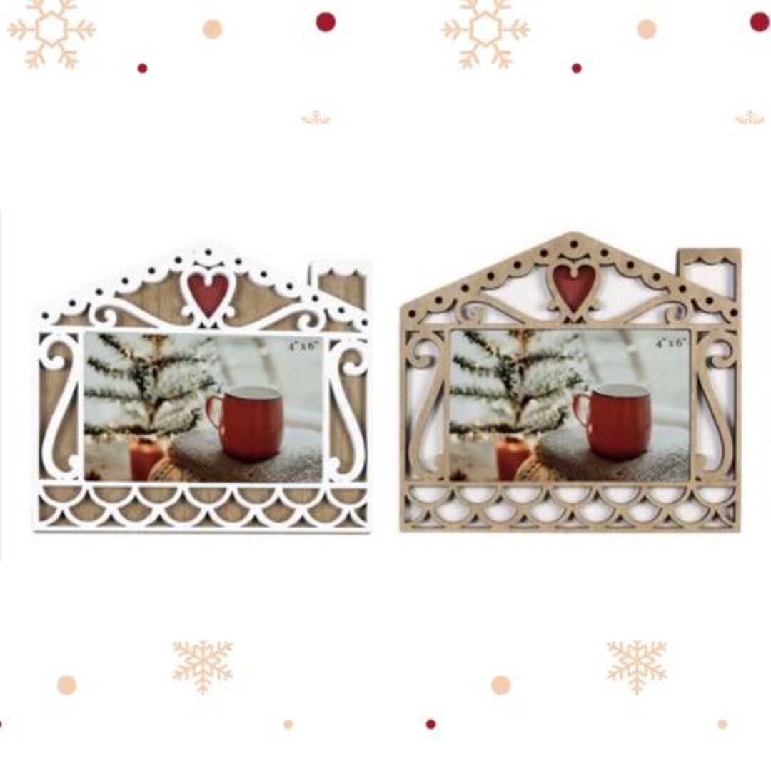 Wood Cocoa & Cookies Gingerbread House 4x6 Christmas Picture Frame ...