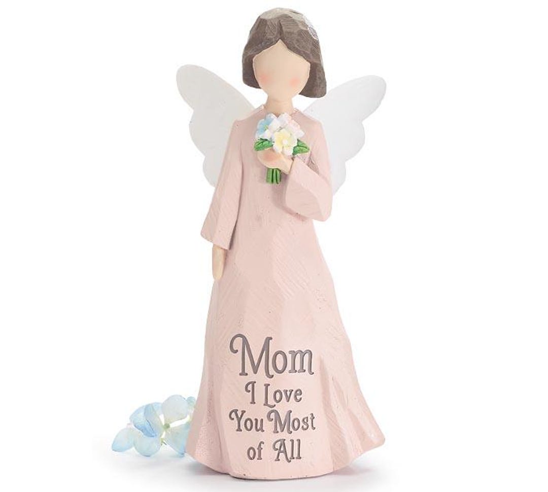 Hand-painted Sculpted Resin Angel Figurine - "mom I Love You Most of ...