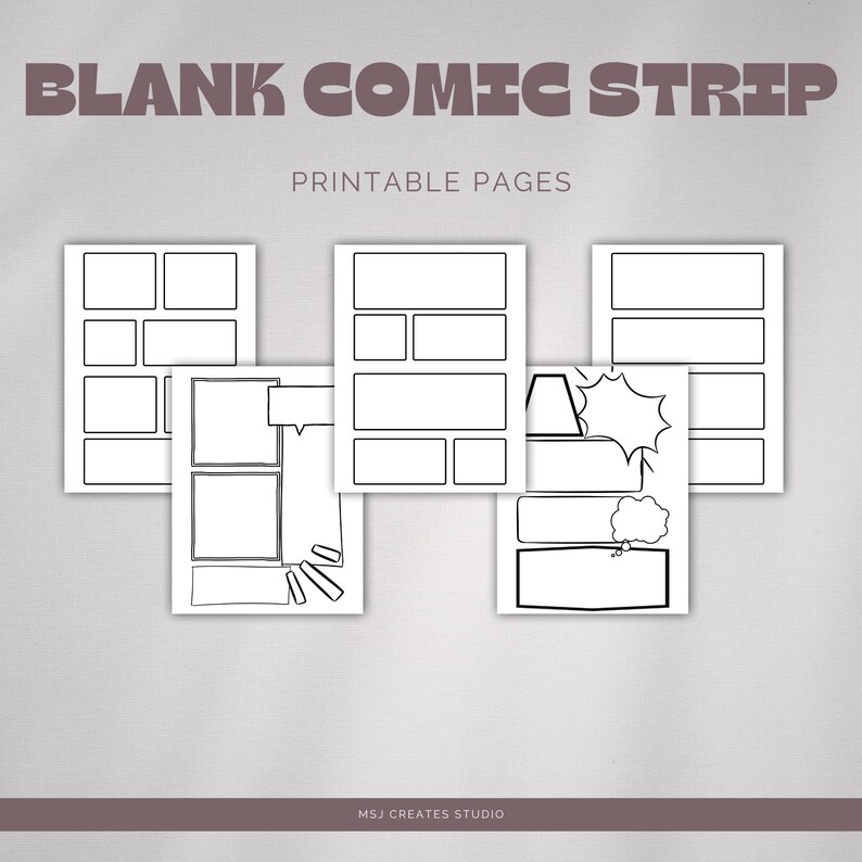 Printable Blank Comic Strip Templates | 12 Page DIY Comic Book for Kids ...