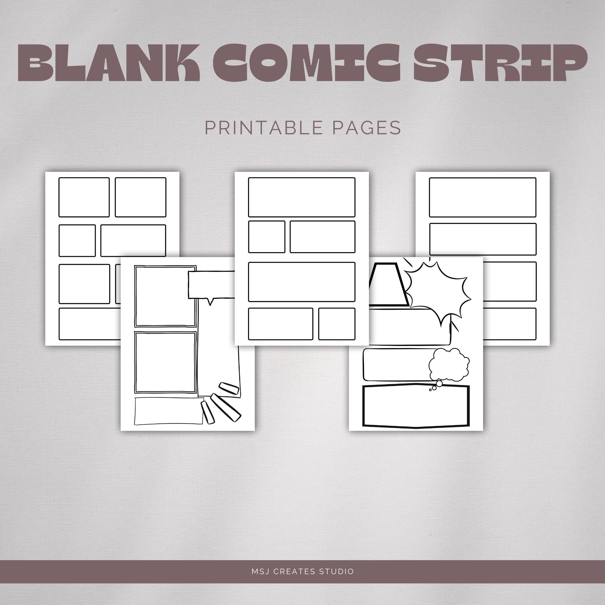 Printable Blank Comic Strip Templates | 12 Page DIY Comic Book for Kids ...