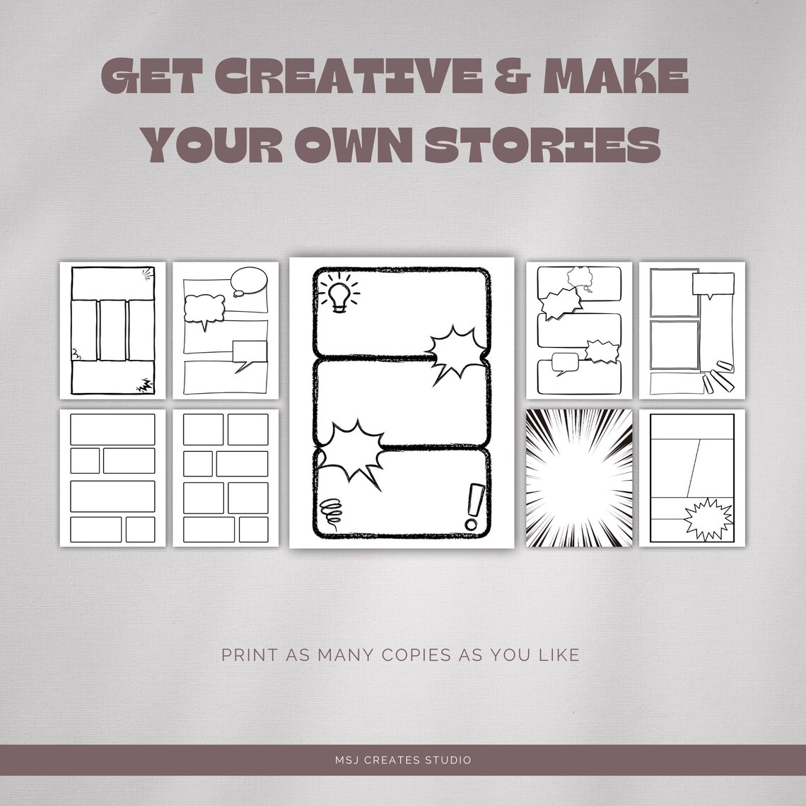 Printable Blank Comic Strip Templates | 12 Page DIY Comic Book for Kids ...