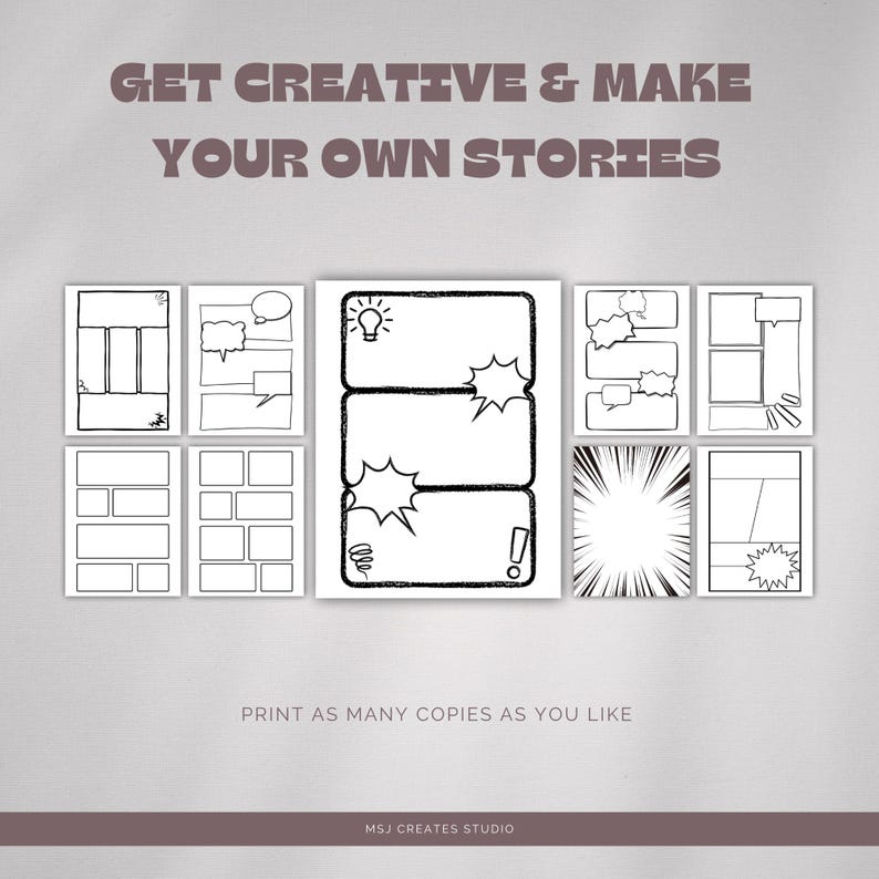 Printable Blank Comic Strip Templates | 12 Page DIY Comic Book for Kids ...