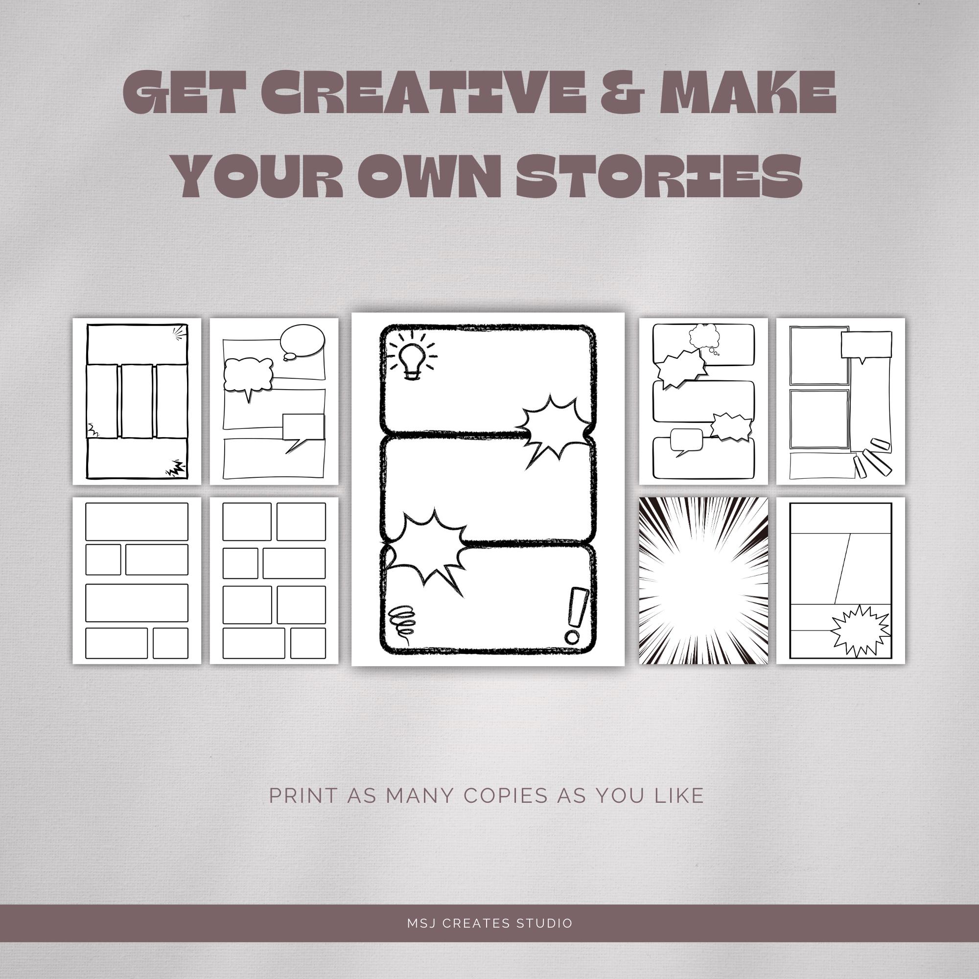 Printable Blank Comic Strip Templates | 12 Page DIY Comic Book for Kids ...