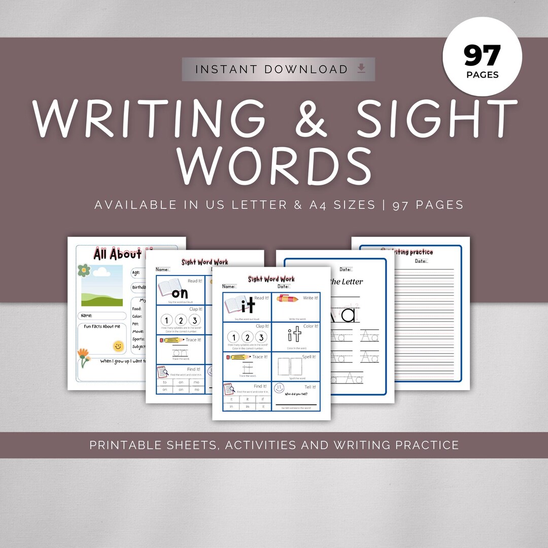 Writing and Sight Words Activities Worksheets | Printable | 97 Pages ...
