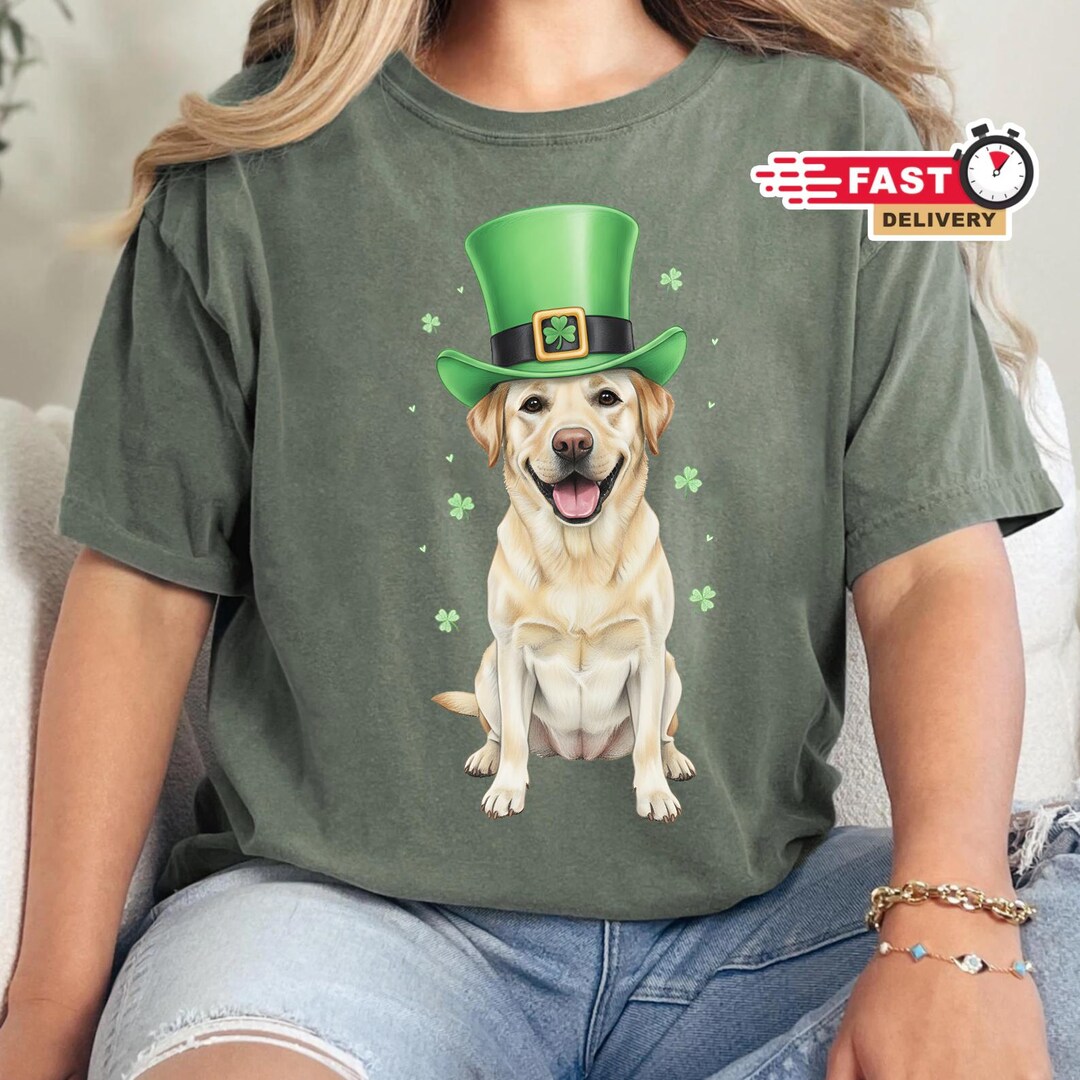 St Patrick's Day Yellow Labrador Shirt - Cute Irish Yellow Lab ...
