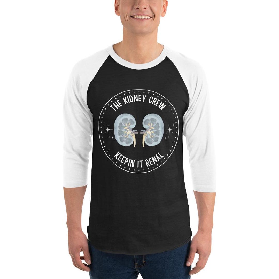 Kidney Crew Raglan Tee: Dialysis Nurse Gift, Renal Humor Baseball Shirt ...