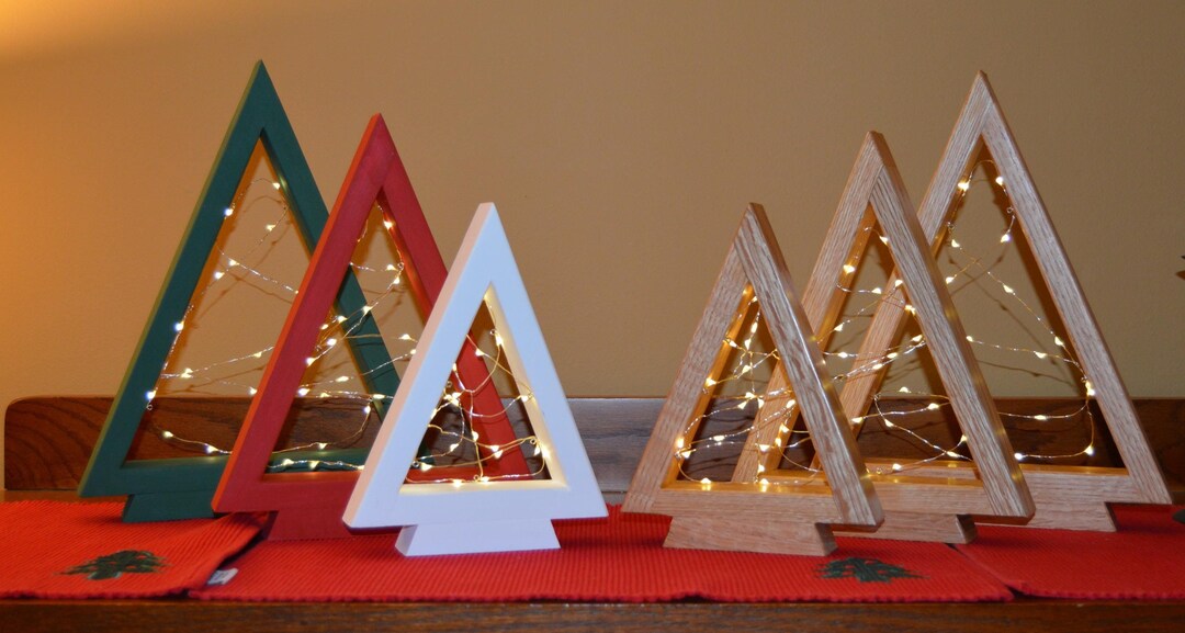 Wooden Triangle Christmas Trees Set of Three - Etsy