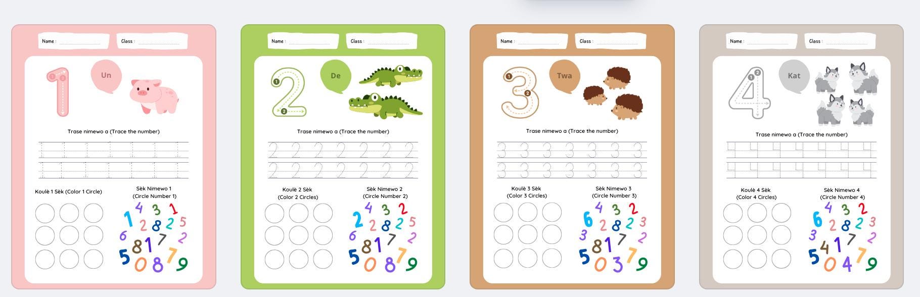 Learn Numbers 1-10 in Haitian Creole – Printable Worksheet for Toddlers ...