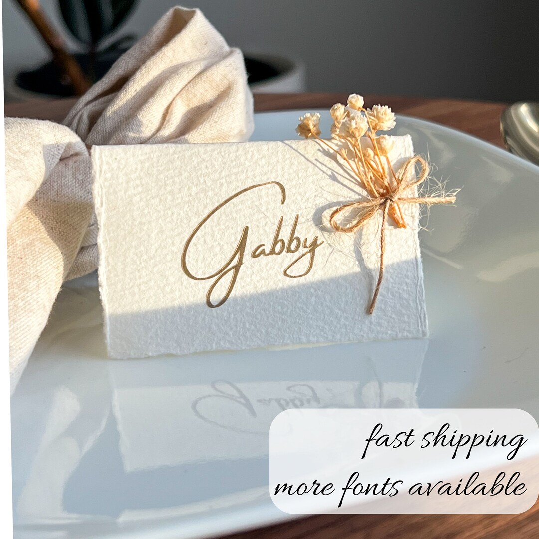Personalized Wedding Folded Place Cards Handmade Paper Rustic Wedding ...