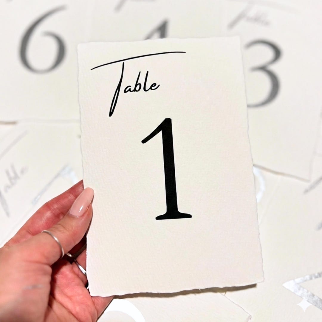Wedding Table Numbers With Stands Hand Torn Edge Deckle Edge Rustic ...