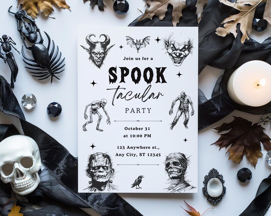 Scary Halloween Spooktacular Birthday Party Invite Editable Printable ...