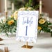 Coastal Seashell Wedding Table Number Sign Template Blue Coquette ...