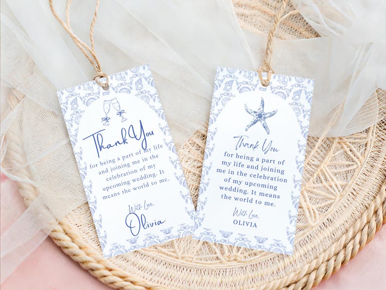 Bachelorette Gift Tags Editable Template Matching Blue Toile Coquette ...