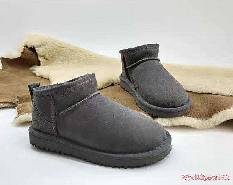 Real Sheep Wool Slippers Genuine Sheep Wool Shoes Warm Winter Natural ...