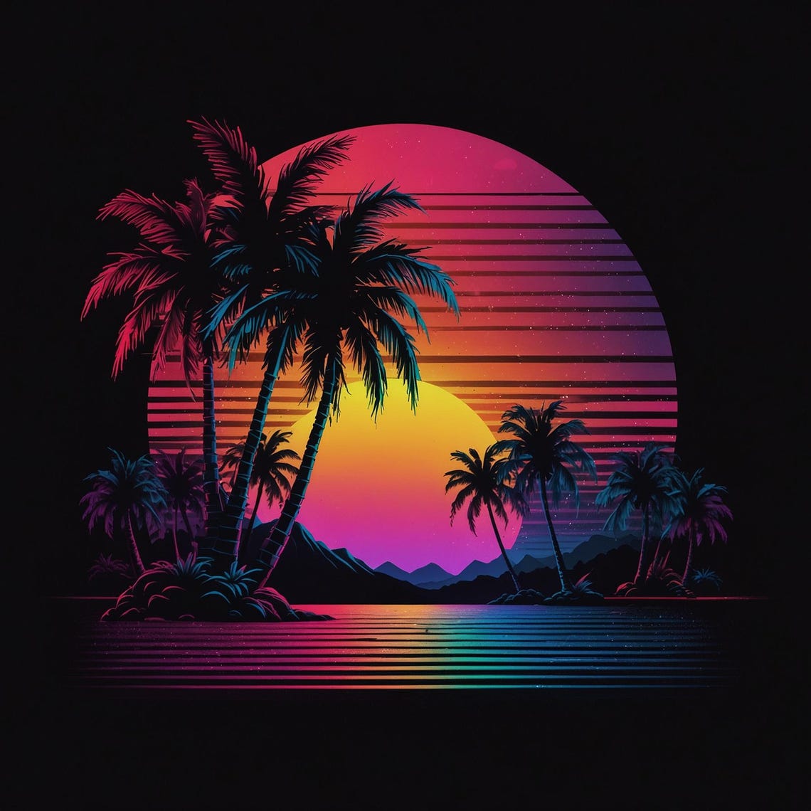 Retro 80s Synthwave T-shirt Design Bundle JPEG PNG SVG Files Custom ...