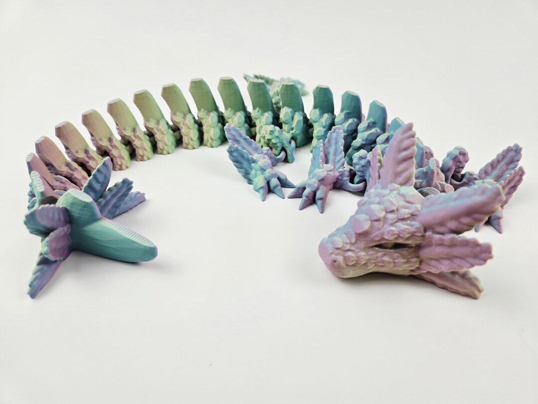 Articulated Axolotl Dragon Flexible Long Fidget Collectible for Anxiety ...