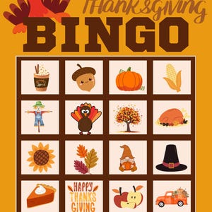 Thanksgiving Bingo Cards - Digital Download! - Etsy