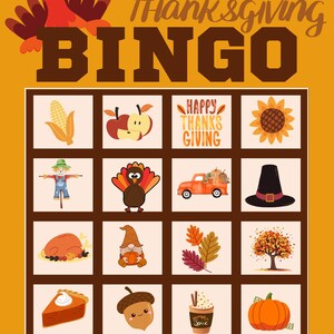 Thanksgiving Bingo Cards - Digital Download! - Etsy