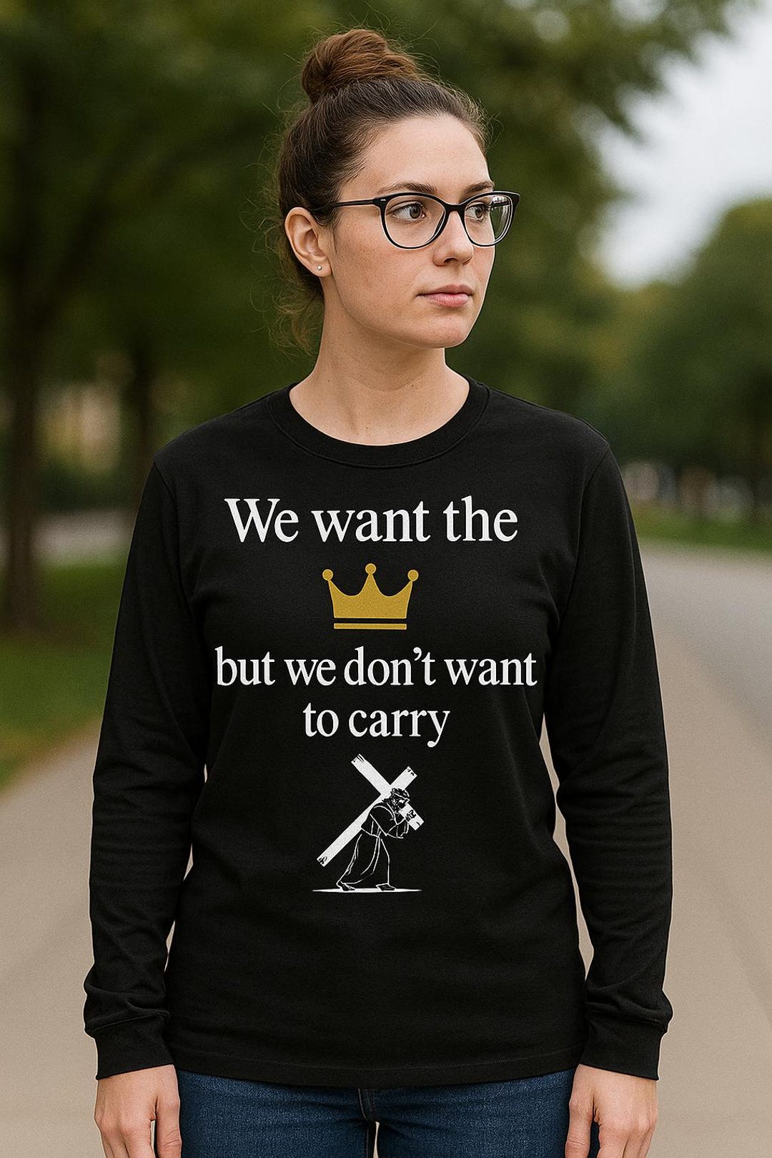 Christian Long Sleeve Tee – Crown & Cross Graphic, Faith Apparel - Etsy