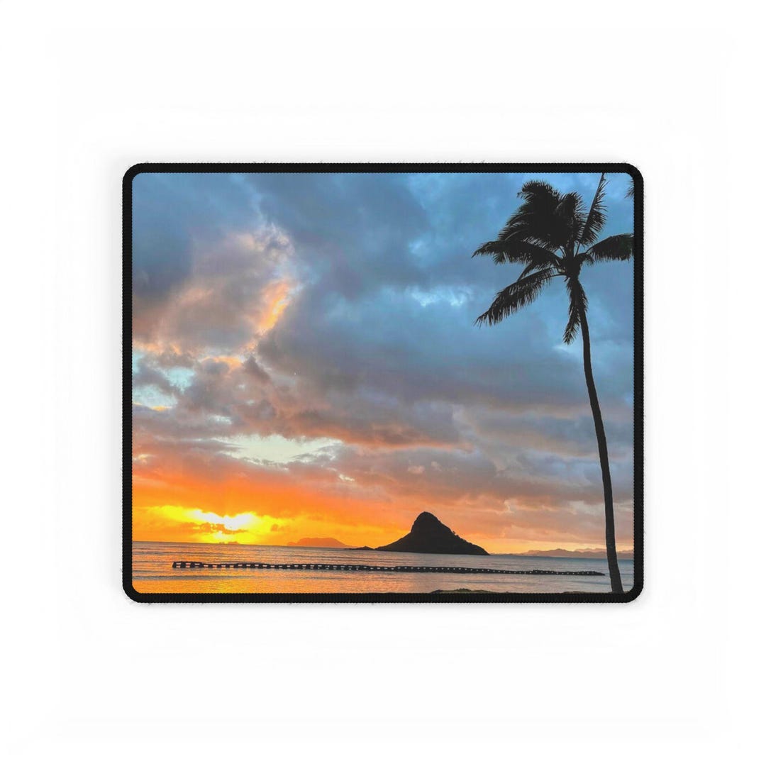 Tropical Sunset Desk Mat Mouse Pad, Ocean Vibes, Gamer Desk Organizer ...