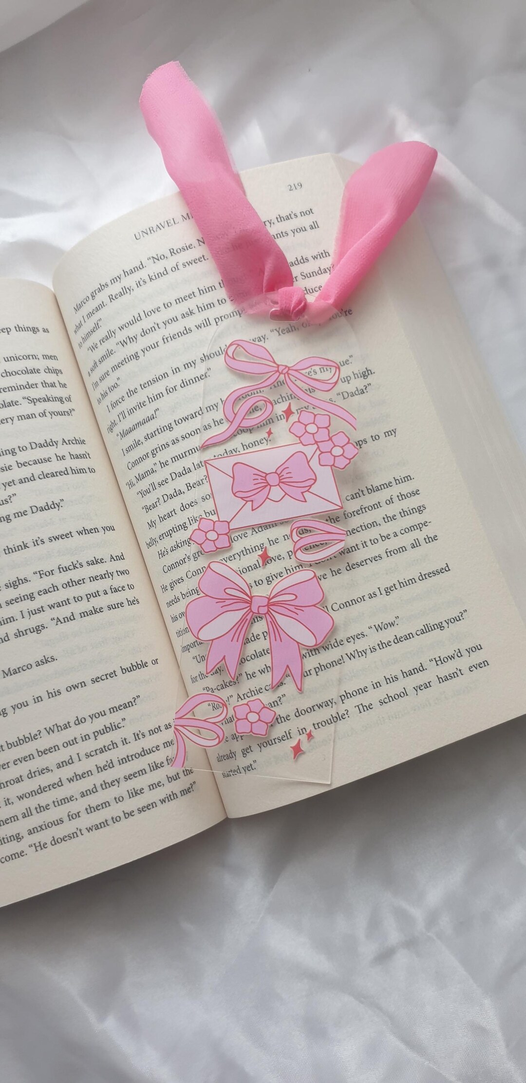 Pink Bow & Envelope Clear Acrylic Bookmark – Coquette Style - Etsy
