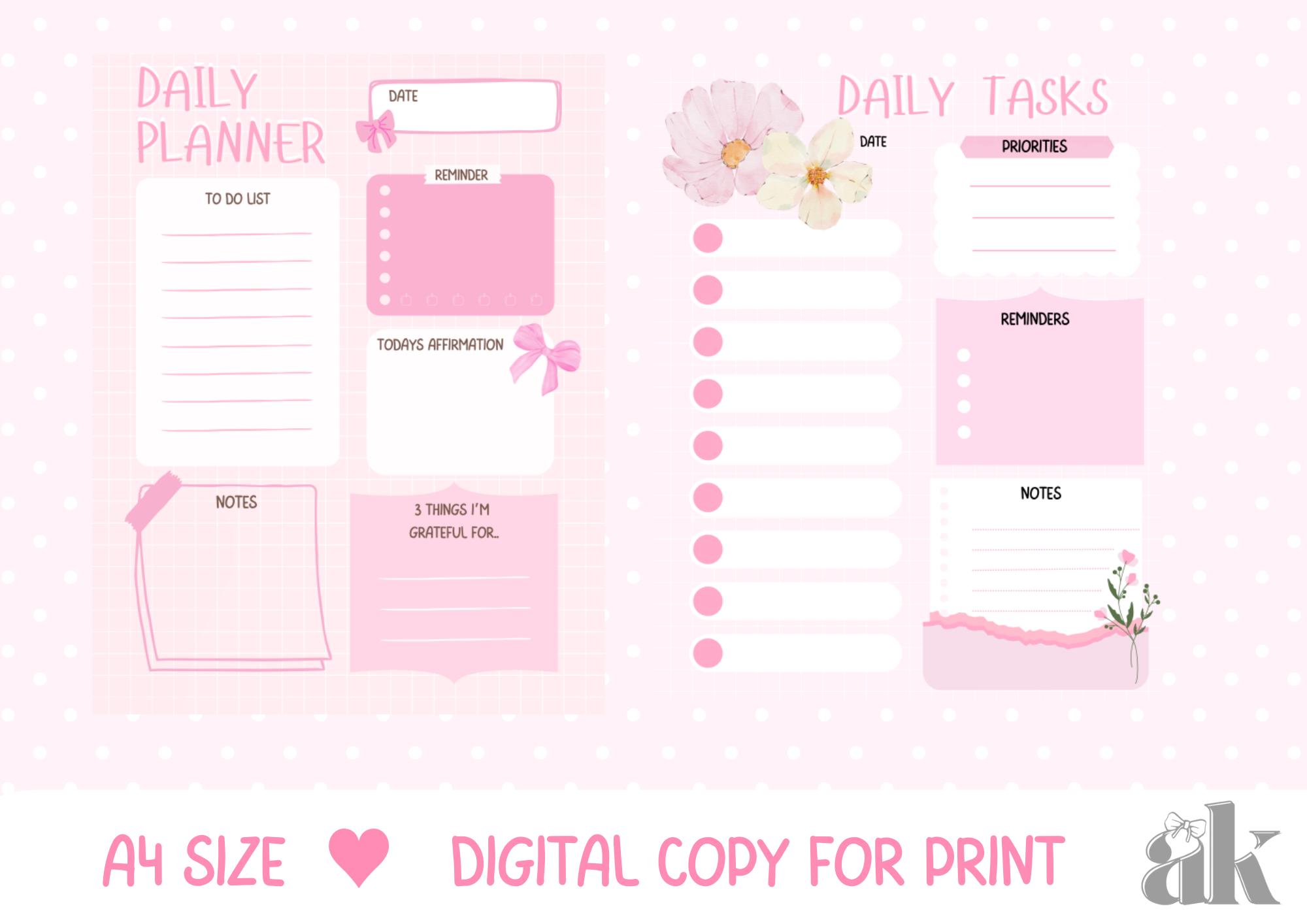 Girly Coquette Pink Digital Planner: Daily, Weekly, Budget (PDF ...
