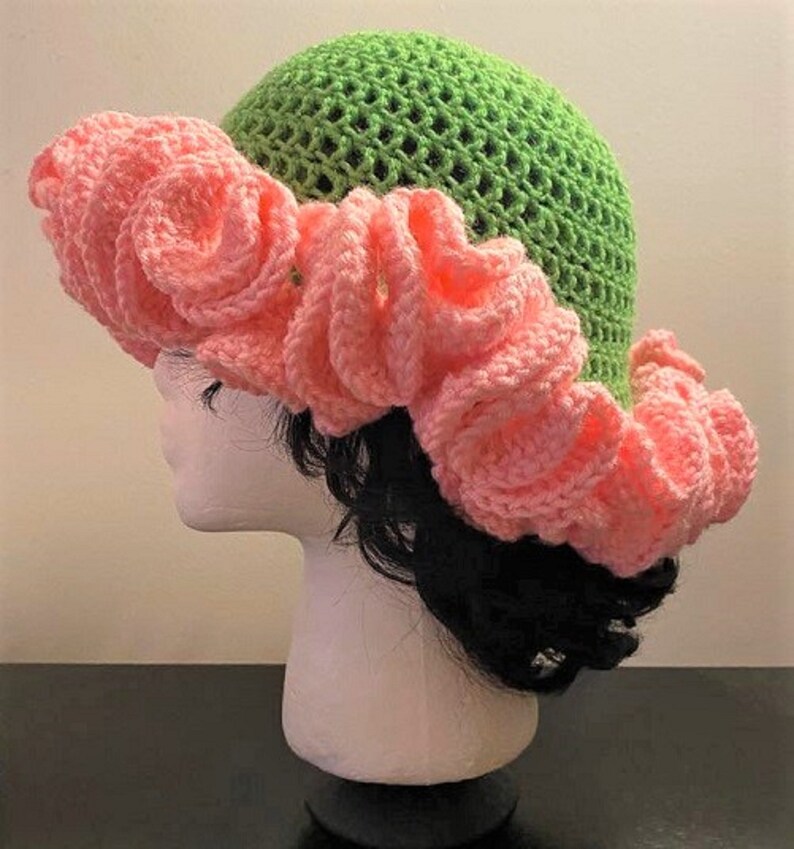 HTS0020. Green and Pink Ruffle Hat - Etsy