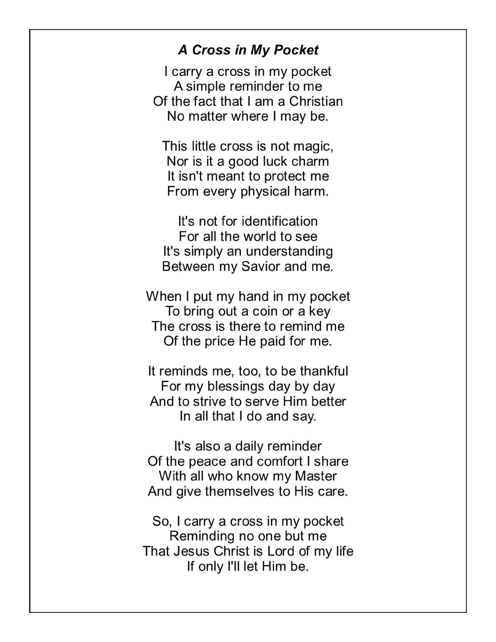 CP0024. Cross in My Pocket Blue Owl With Poem - Etsy