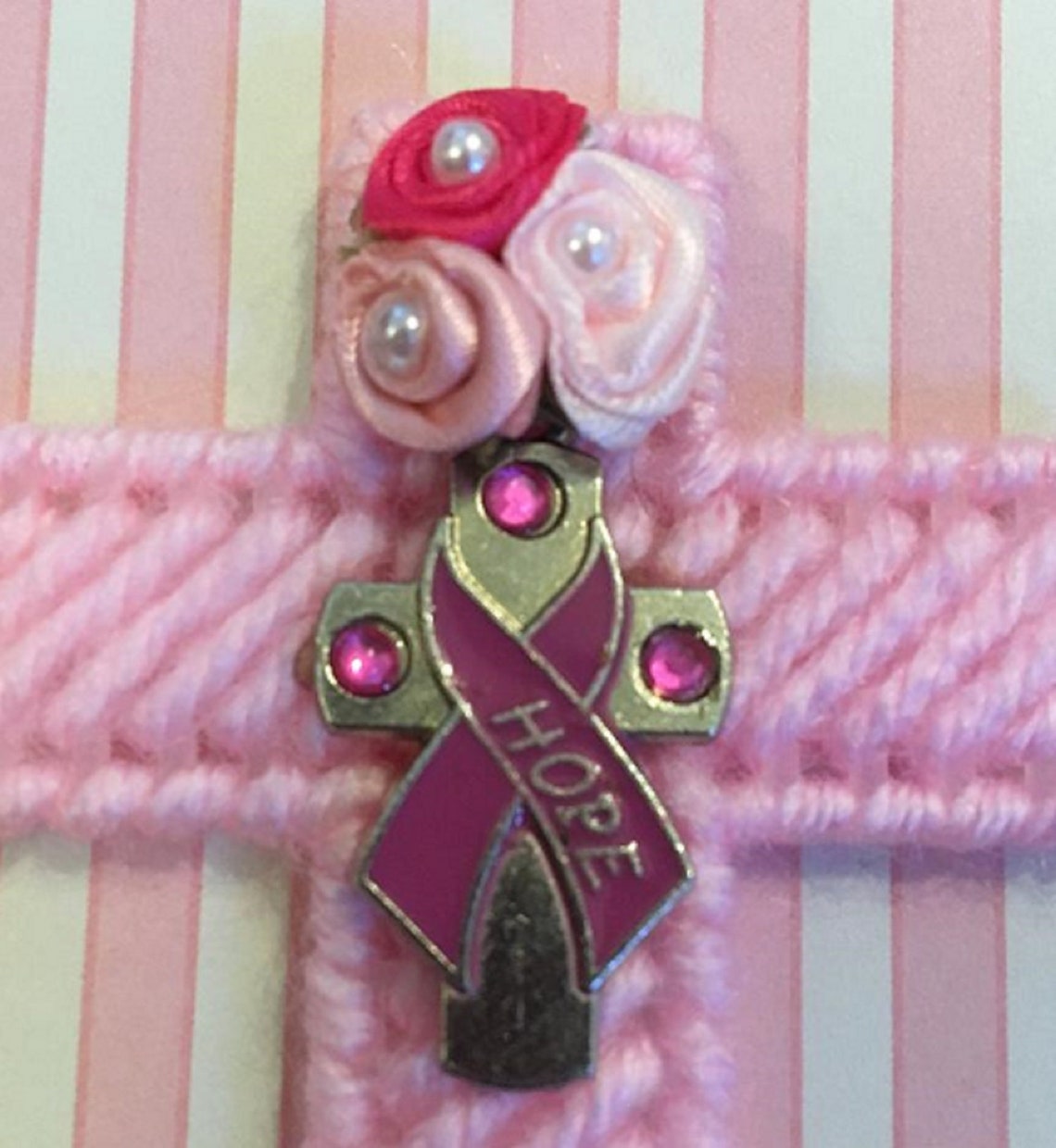 LC0020. Small Pink Awareness hope Cross With Flowers - Etsy