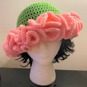 HTS0020. Green and Pink Ruffle Hat - Etsy