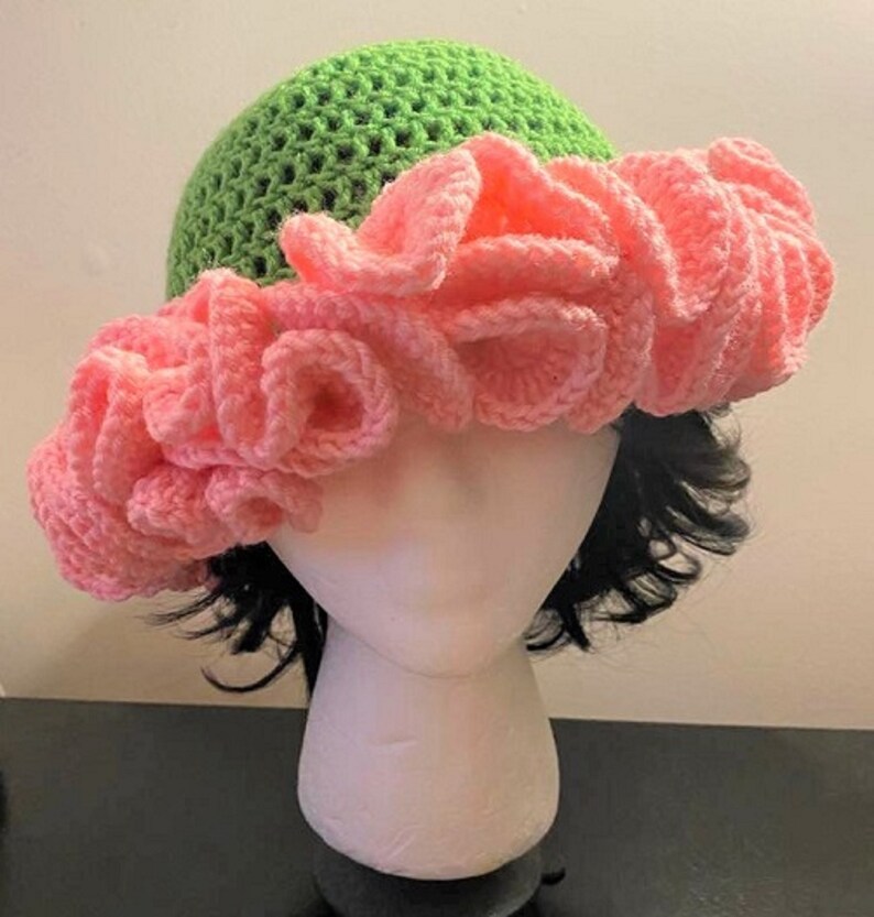 HTS0020. Green and Pink Ruffle Hat - Etsy
