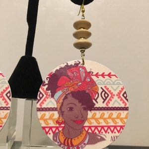 AA0012 Mimi African American Wooden Round Afrocentric Ethnic Drop ...
