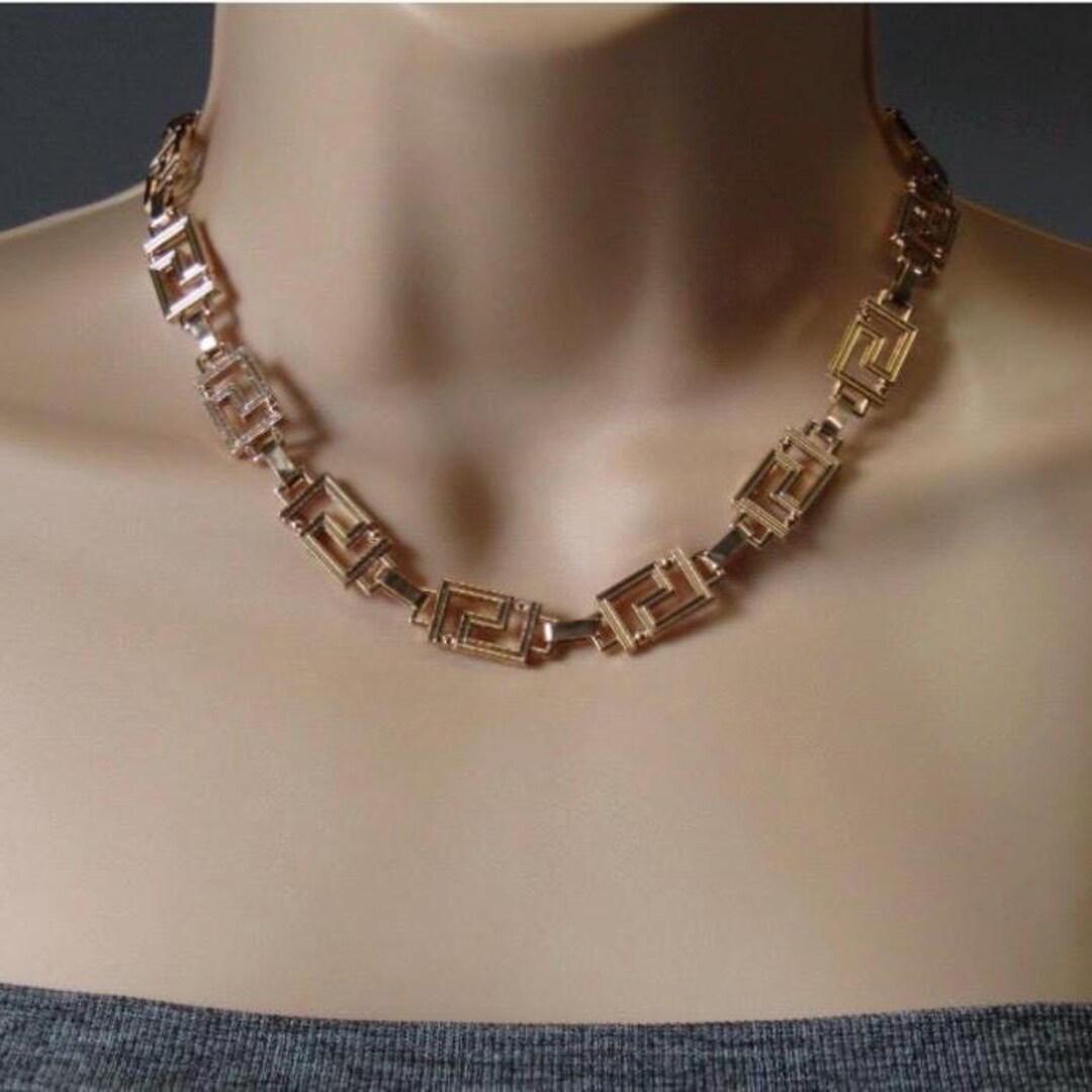 Handmade Gold Plated Greek Key Choker Necklace - Etsy