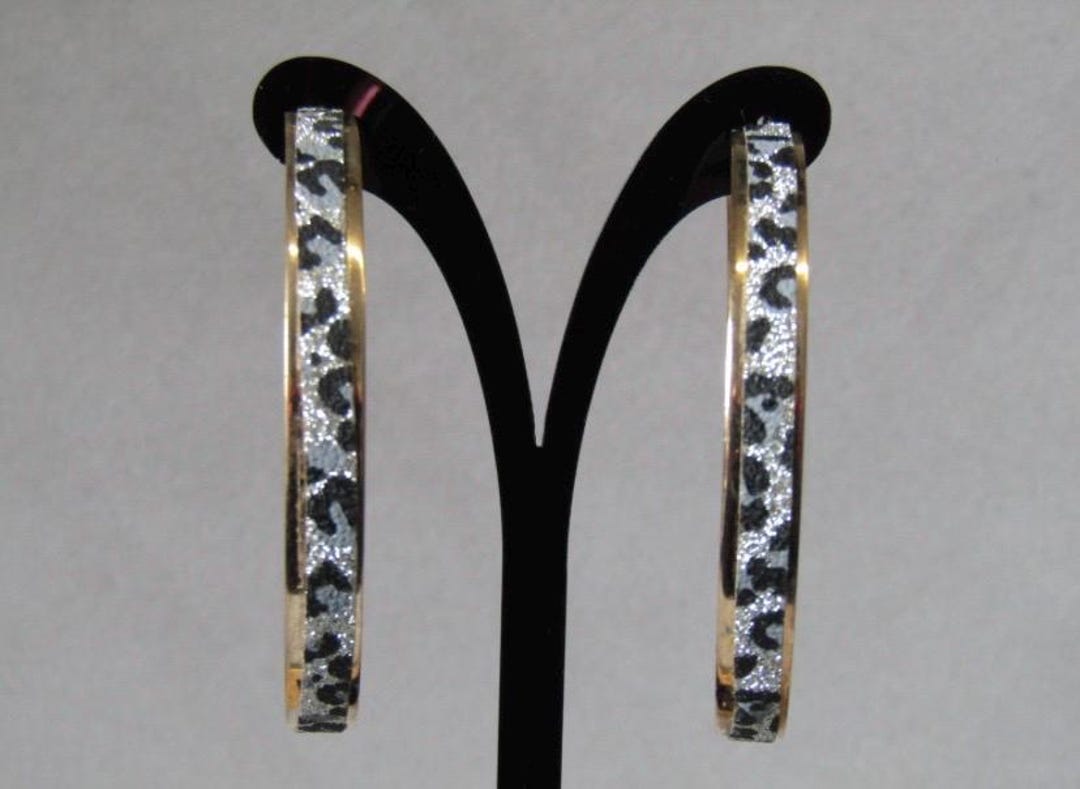 Leopard Hoop Earrings, Glitter Hoop Earrings, Gold Hoop Earrings. - Etsy