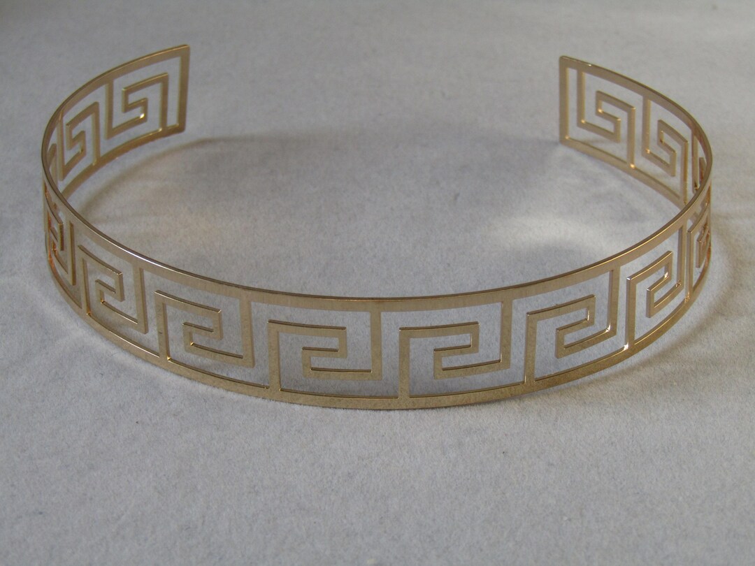Greek Key Gold Choker Necklace, Greek Key Necklace, Gold Necklace ...