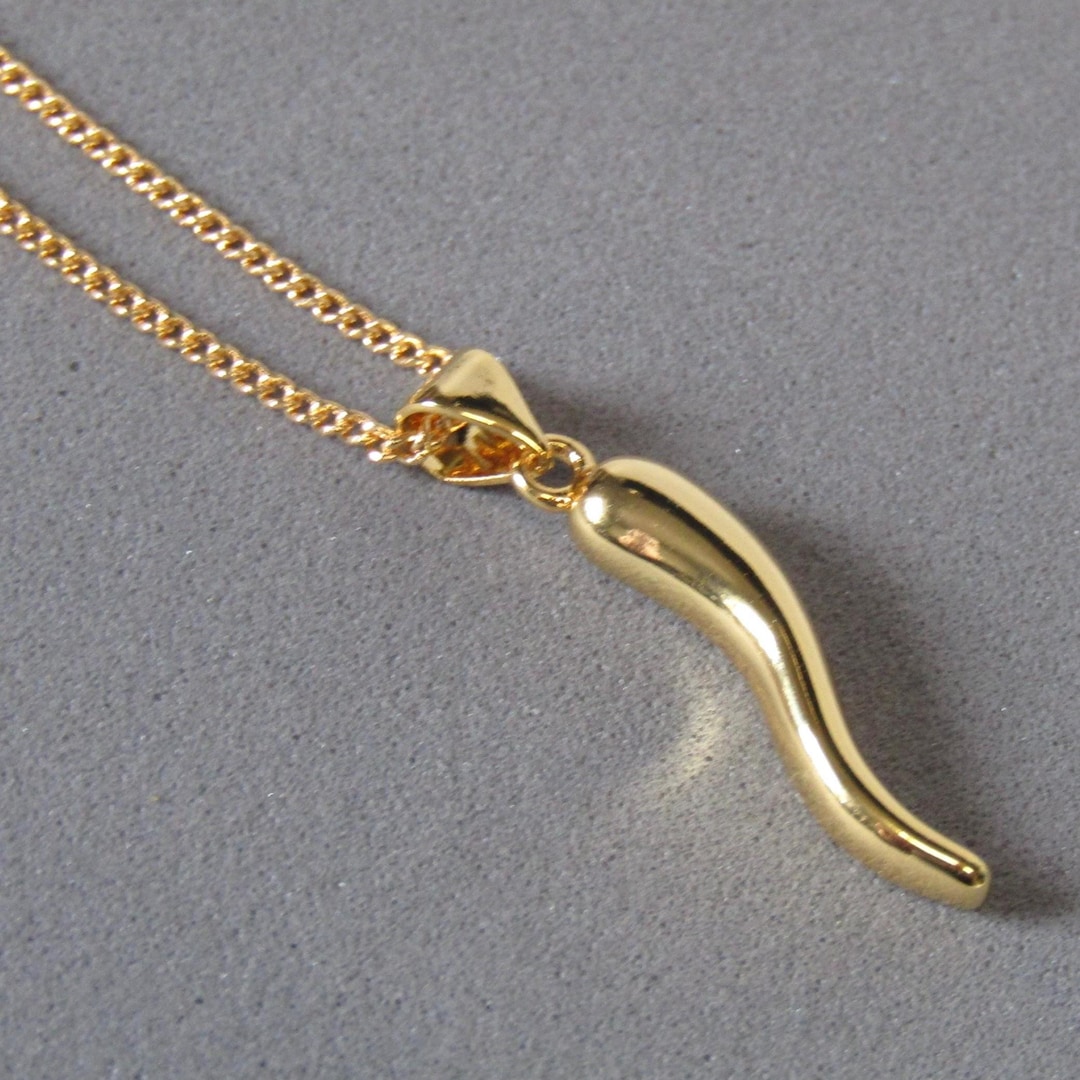 18k Gold Italian Horn Necklace: Cornicello Pendant - Etsy