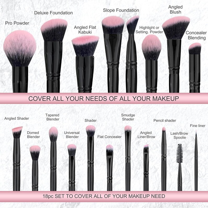 Vegan Makeup Brush Set With Cleaning Mat & Holder - Etsy