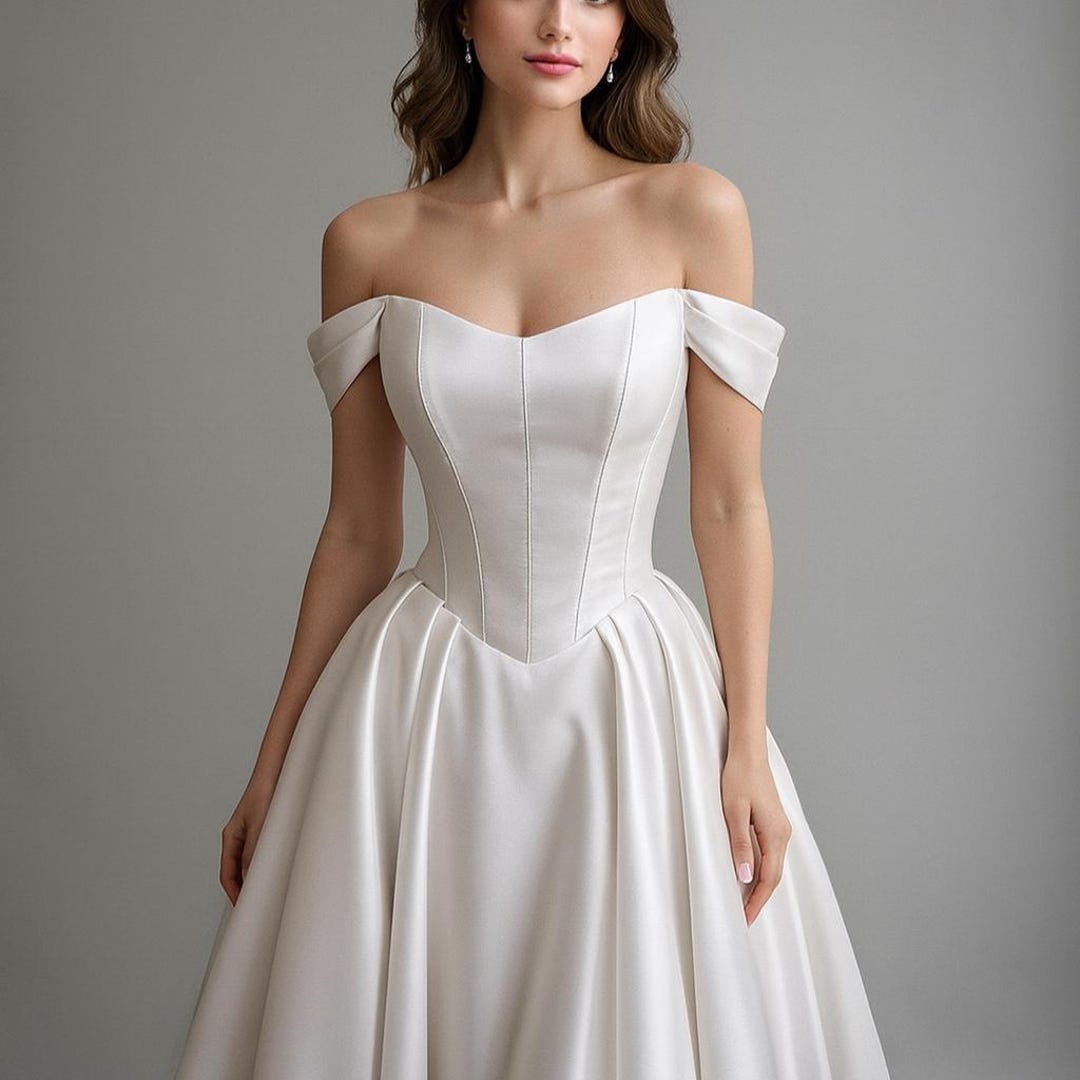 Unique Satin Basque Waist Corset Wedding Dress With Train - Etsy