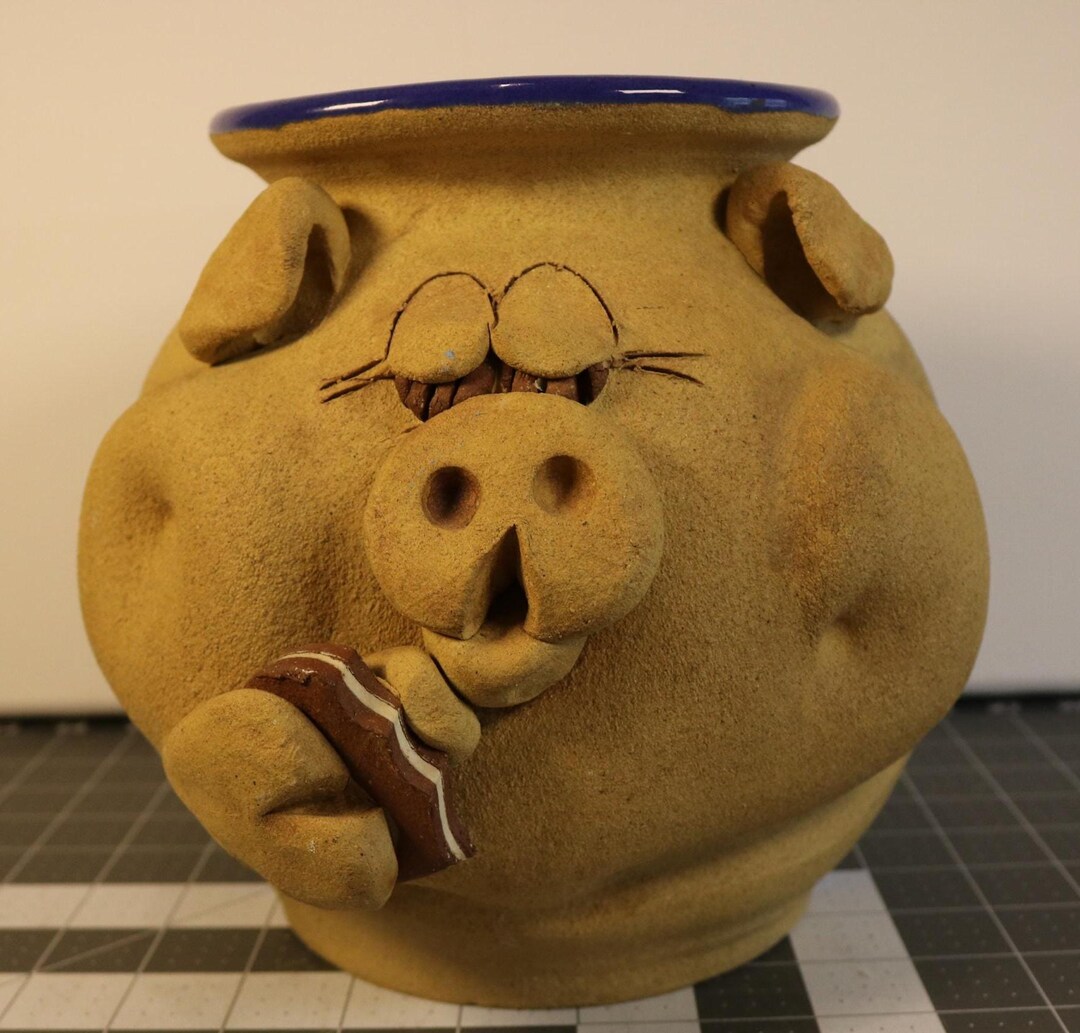 Hand Made Clay Pot Pig Cookie Jar. - Etsy