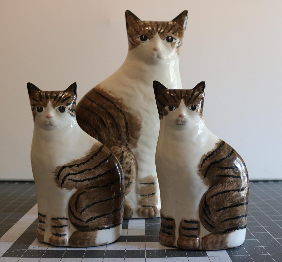 N.S. Gustin's Hand Painted Tabby Cats Bookends and Door Stopper. - Etsy