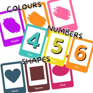 Bundle Flashcards for Kids - Colours, Shapes and Numbers - Etsy