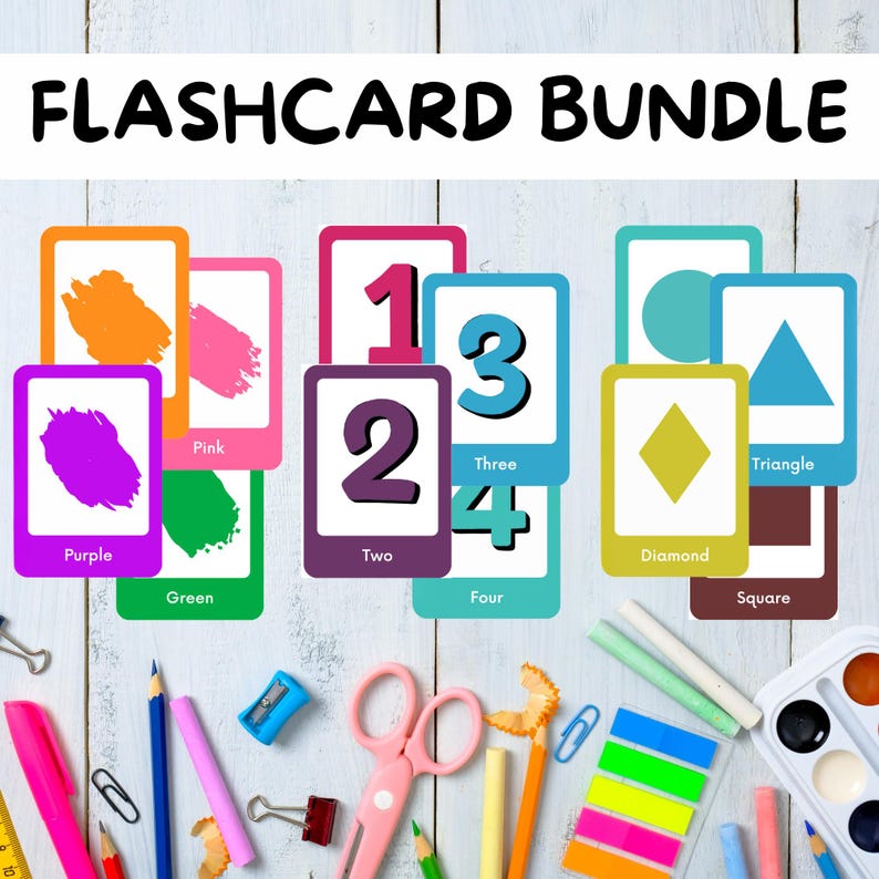 Bundle Flashcards for Kids - Colours, Shapes and Numbers - Etsy