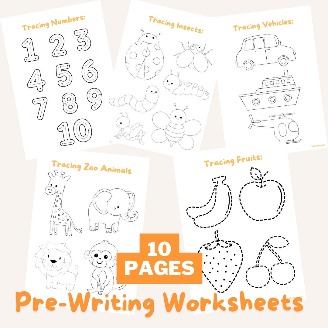 Pre-writing Practice Worksheets | Fun Printable Tracing Activities - Etsy